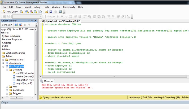 Working With View In Sql Server